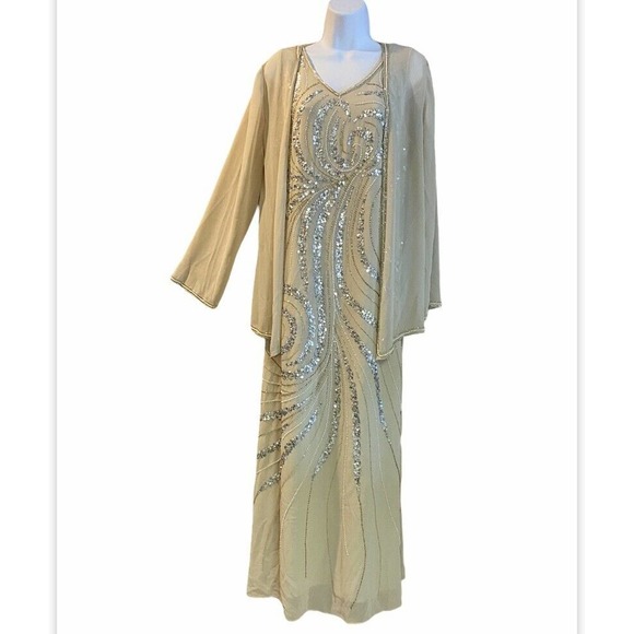 Midnight Velvet | Dresses | Midnight Velvet Swirl Beige Formal Prom ...